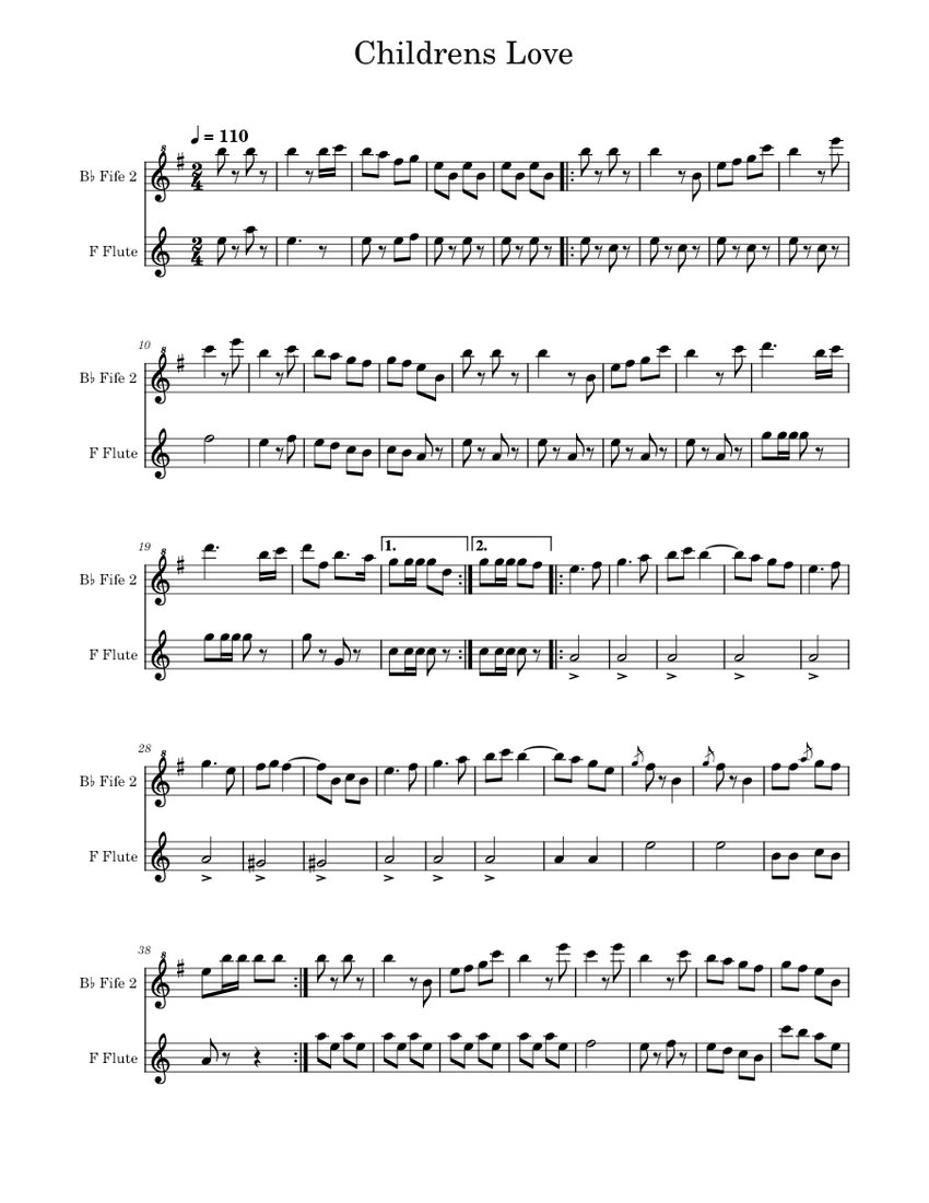 Childrens Love Sheet music for Flute, Flute other (Woodwind Duet ...