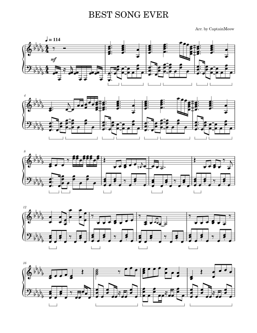 LITERALLY BEST SONG EVER Sheet Music for Piano (Solo) | MuseScore.com