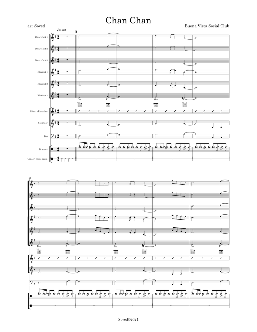 Chan Chan – Buena Vista Social Club Sheet Music with Chords for Flute ...