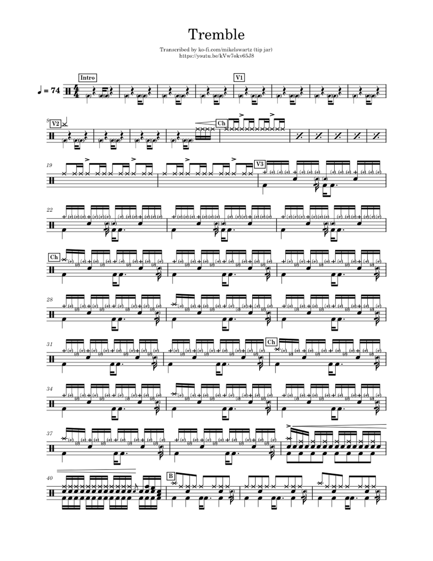 Tremble – Lauren Daigle Sheet music for Drum group (Solo) | Musescore.com