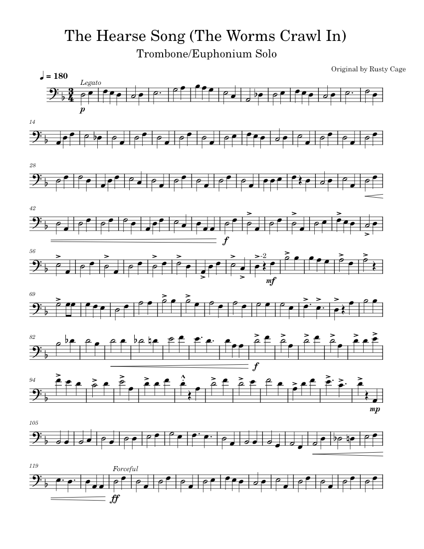 The Hearse Song (Euphonium Solo) Sheet Music for Euphonium (Solo ...