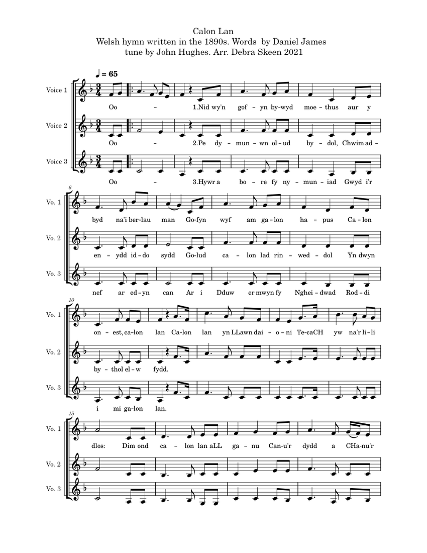 Calon Lan – Misc Traditional Sheet music for Vocals (A Capella ...