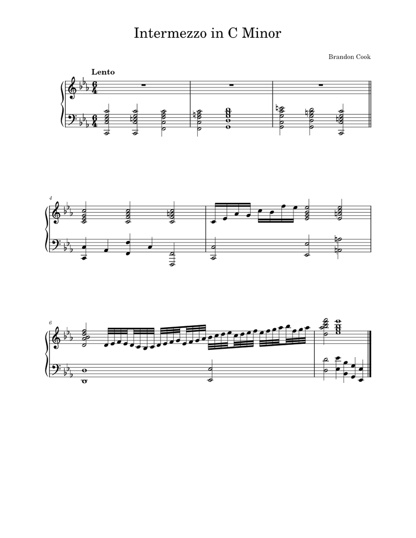 Intermezzo in C Minor Sheet Music for Piano (Solo) Easy | MuseScore.com