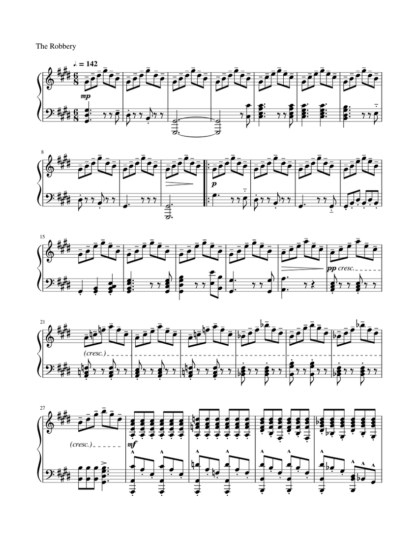 The Robbery Sheet Music for Piano (Solo) | MuseScore.com