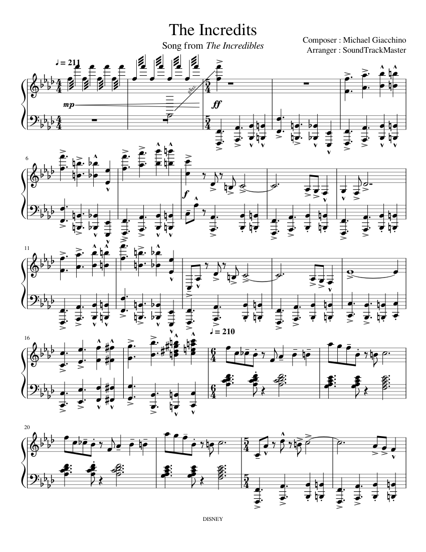 The Incredits Sheet music for Piano (Solo) | Musescore.com