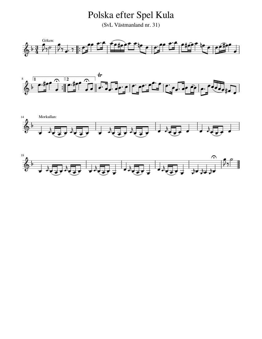 Polska efter Spel Kula Sheet music for Piano (Solo) Easy | Musescore.com