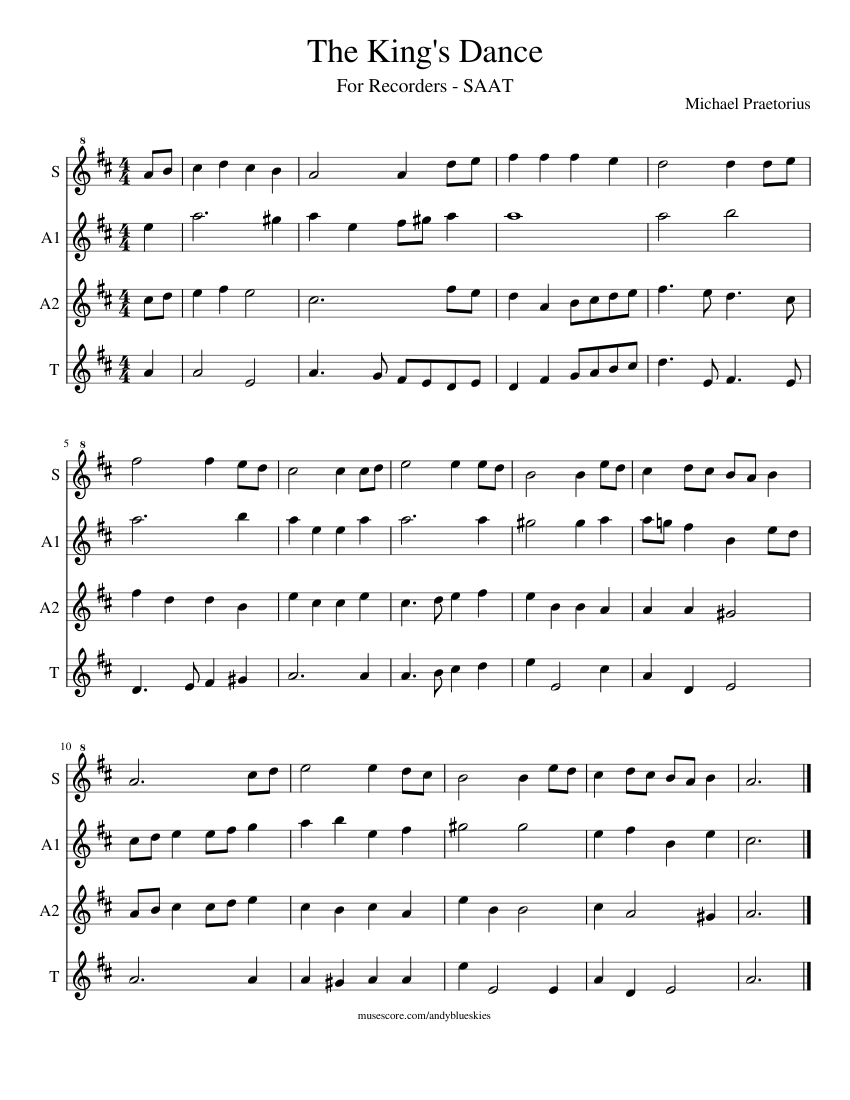 The King's Dance - SAAT Recorders Sheet music for Recorder (Mixed Quartet) | Musescore.com