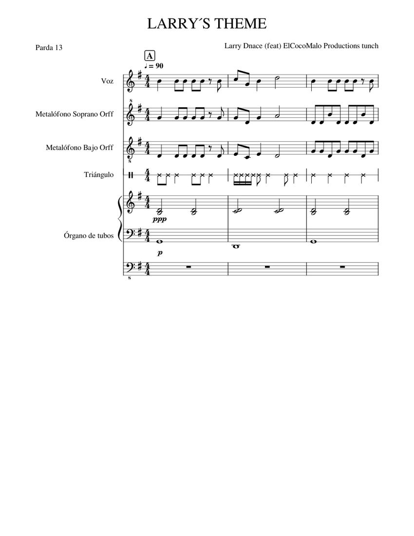 LARRY´S_THEME Sheet music for Organ, Vocals, Triangle, Metallophone ...