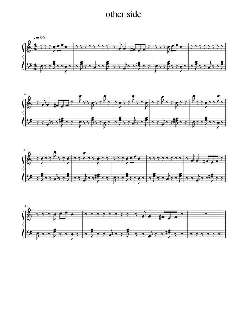 other side Sheet music for Piano (Solo) Easy | Musescore.com