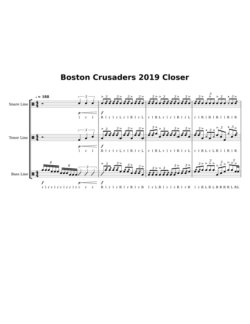 Boston_Crusaders_2019_Closer Sheet Music for Snare drum, Tenor drum ...