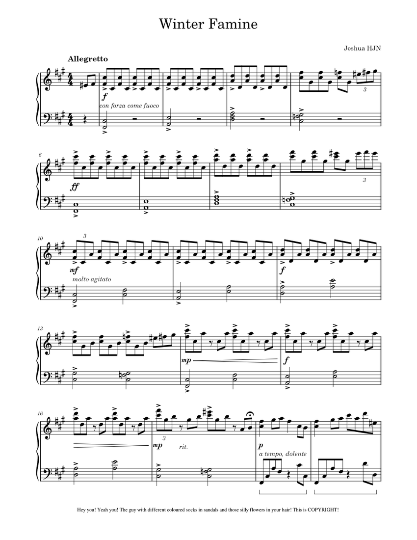 Winter Famine Sheet music for Piano (Solo) | Musescore.com