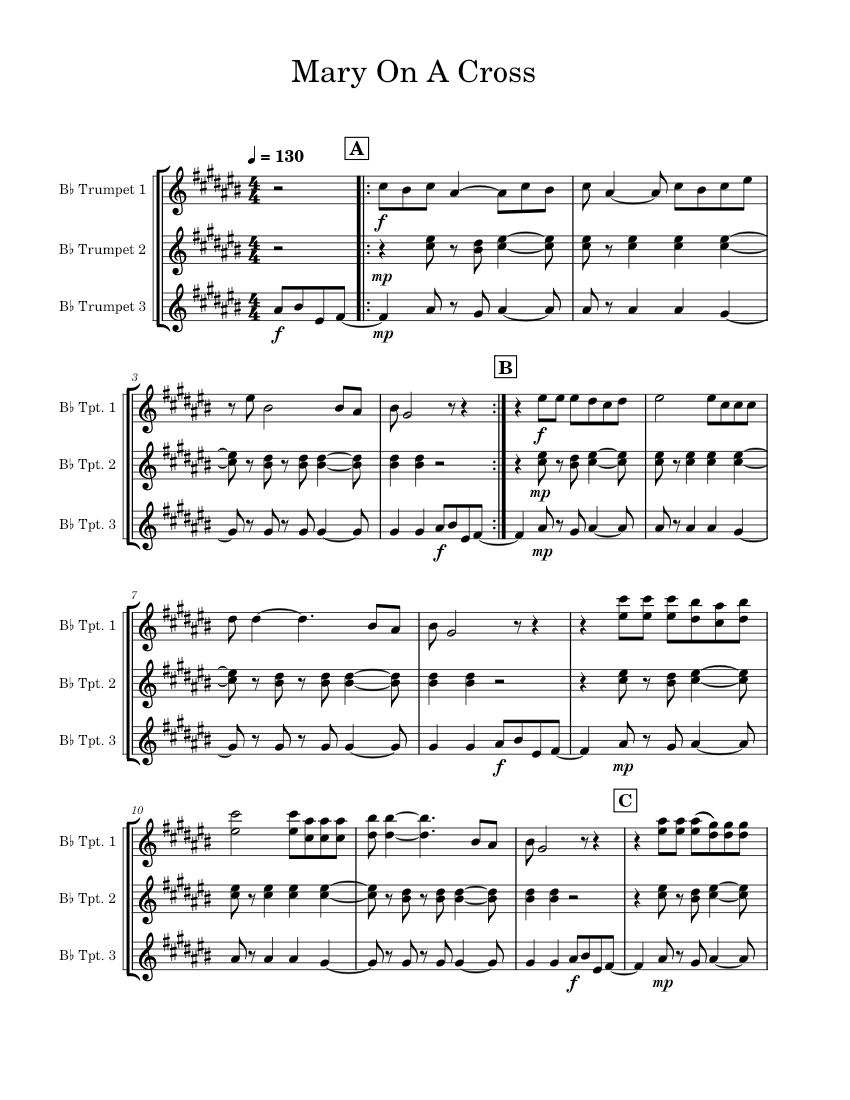 Mary On A Cross – Ghost Sheet Music for Trumpet in b-flat (Brass ...