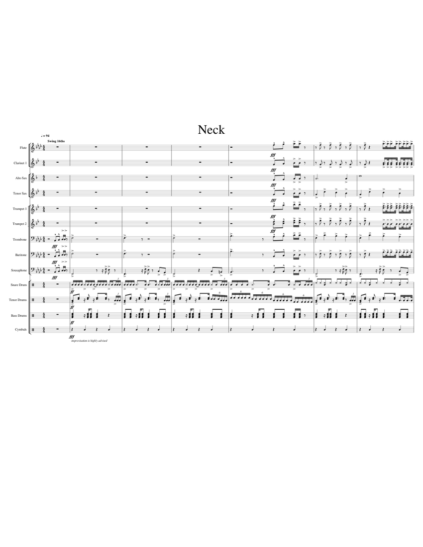 MHS Neck Sheet music for Trombone, Flute, Clarinet in b-flat, Saxophone ...