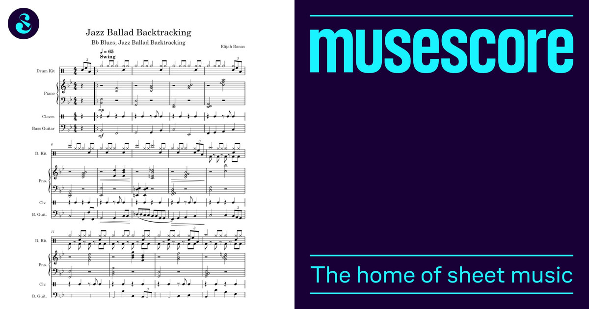 Day 7; Jazz Ballad Backtracking Sheet Music for Piano, Bass guitar ...