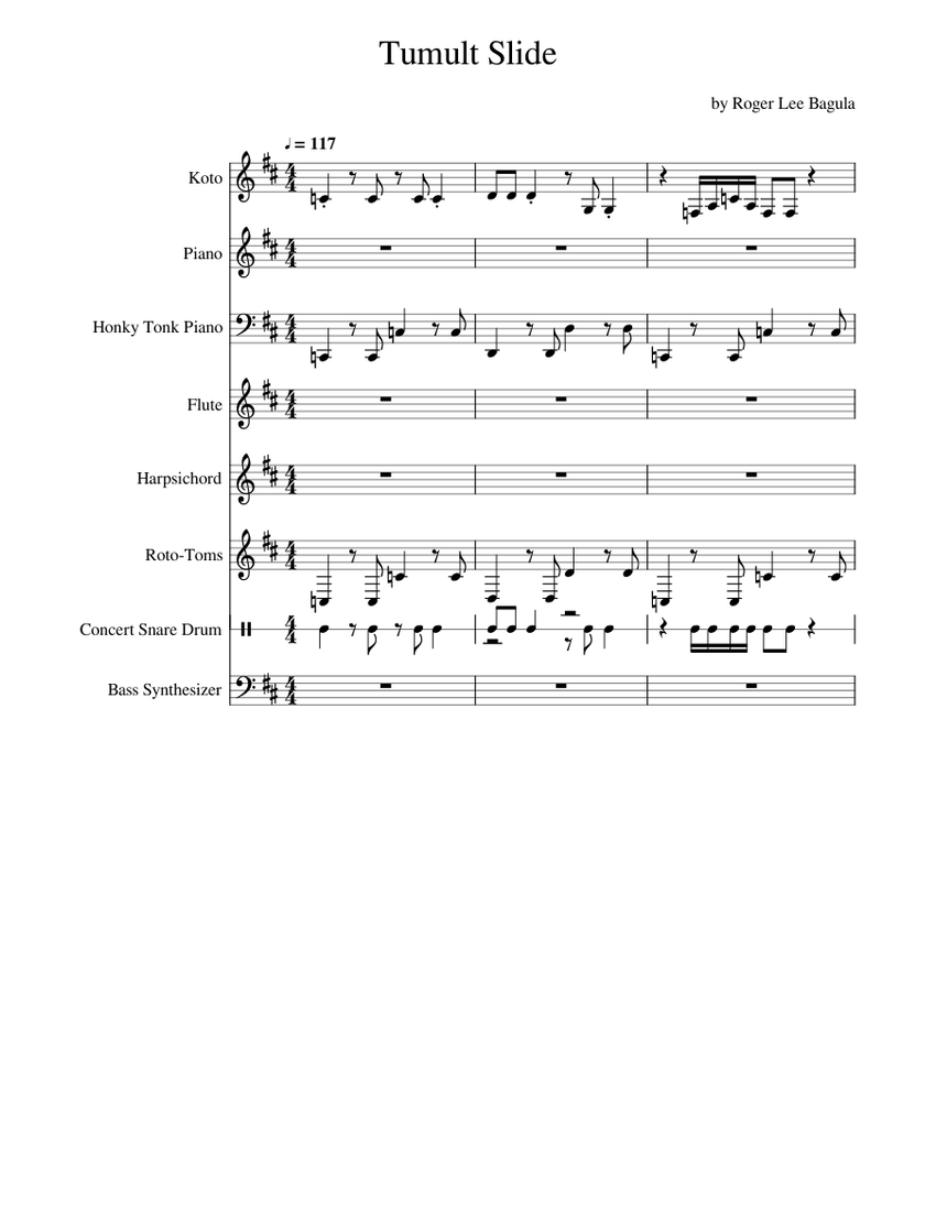 Tumult Slide Sheet music for Piano, Harpsichord, Flute, Snare drum ...