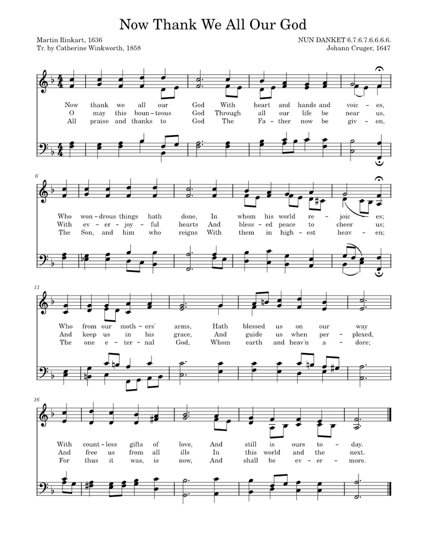 TH 98 Now Thank We All Our God Sheet music for Piano (Choral ...