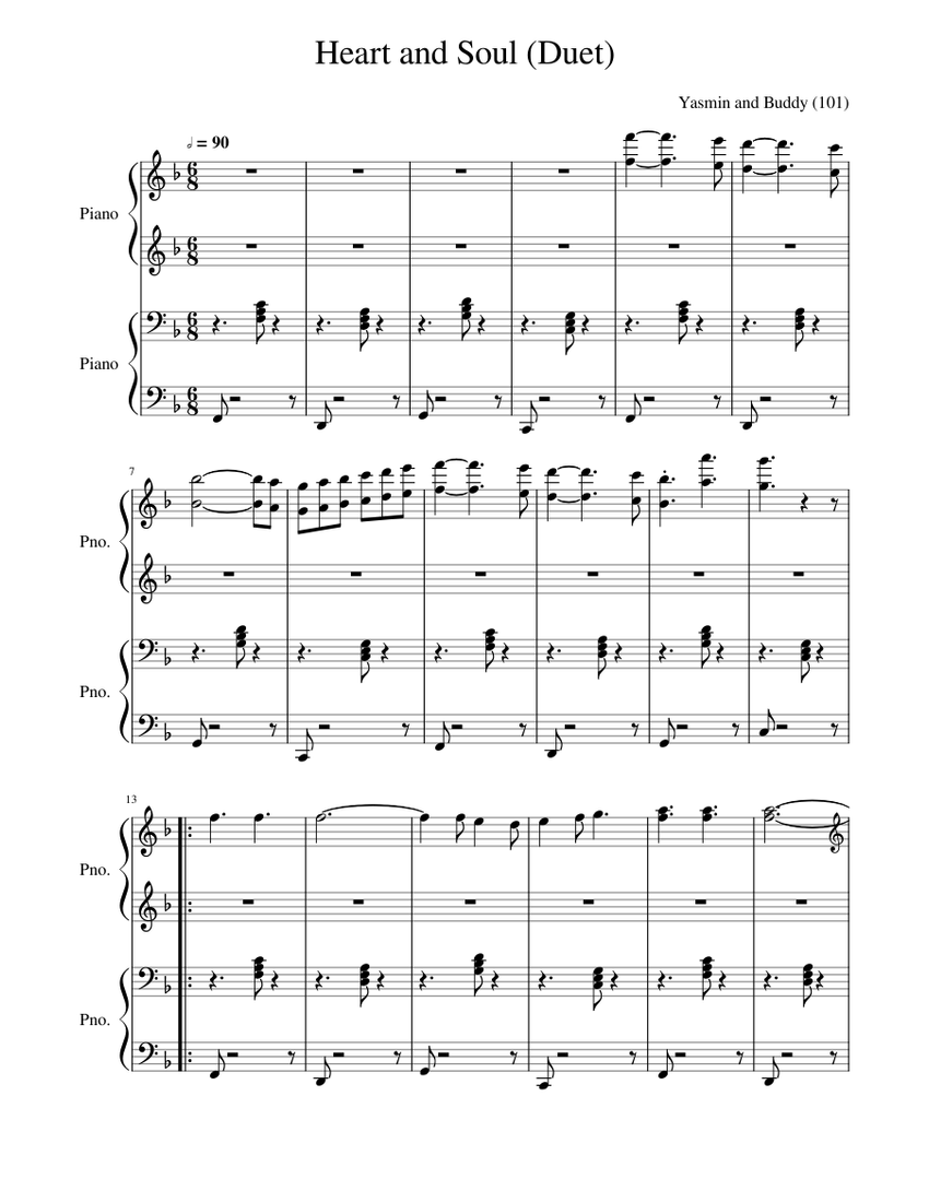 Heart and Soul (Piano Duet) Sheet music for Piano (Piano Duo ...