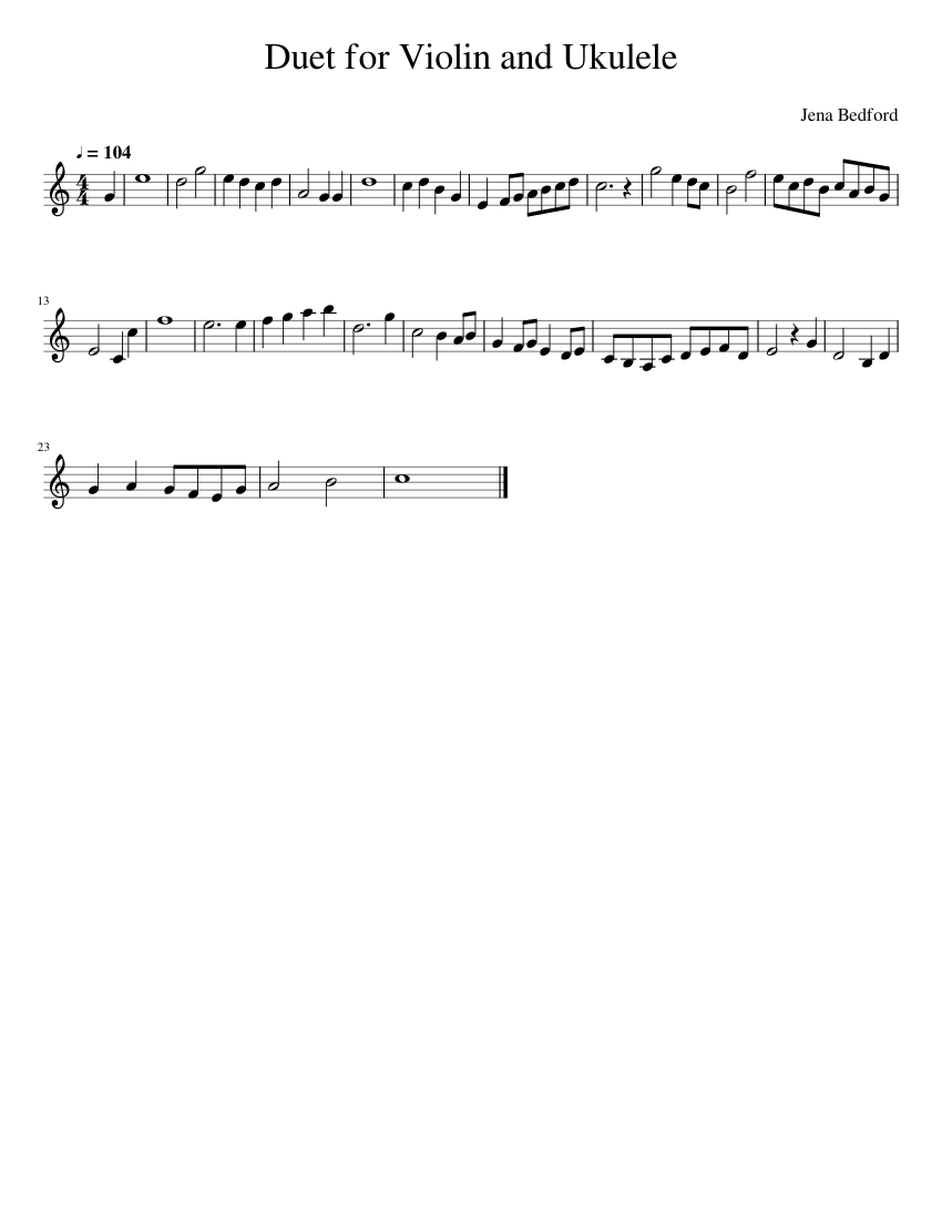 Duet for Violin and Ukulele Sheet Music for Violin (Solo) | MuseScore.com