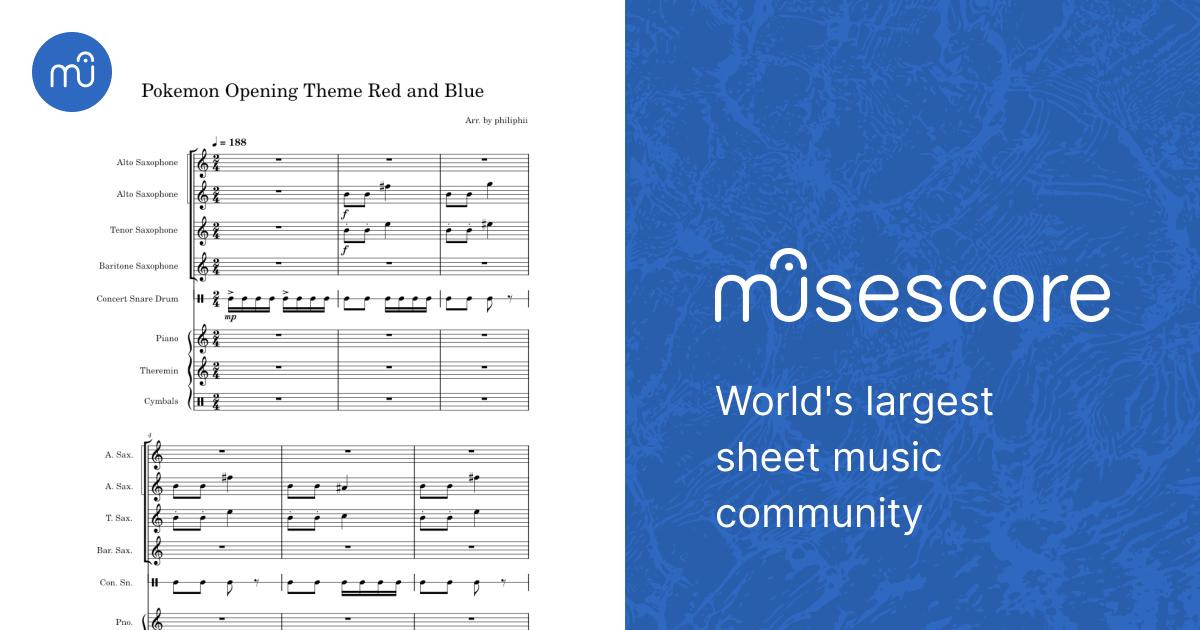 Pokémon Red and Blue Opening Theme Sheet music for Piano, Tuba ...