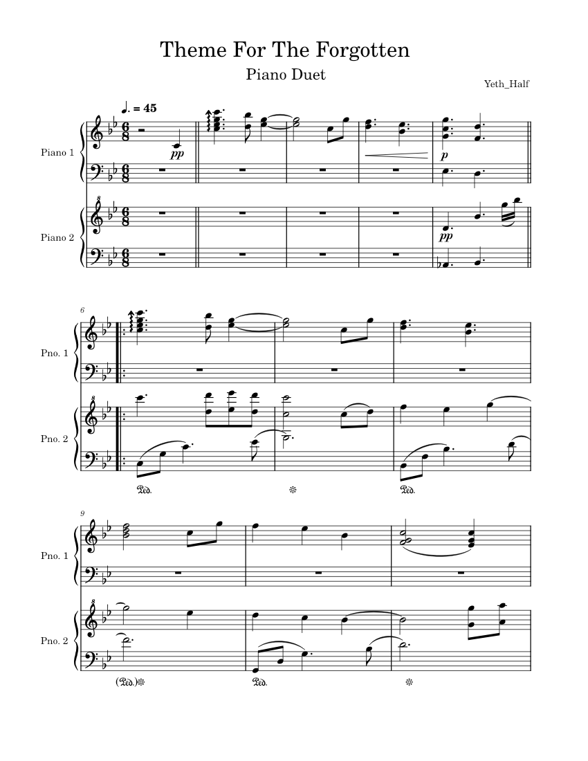 Theme For The Forgotten Sheet music for Piano (Piano Duo) | Musescore.com