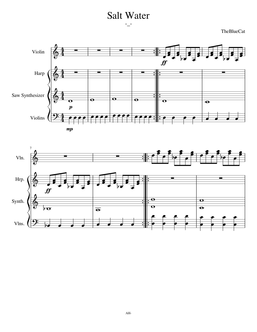 Salt Water Sheet music for Violin, Harp, Strings group, Synthesizer ...