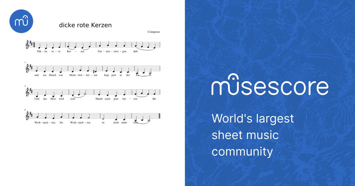 dicke rote Kerzen Sheet Music for Piano (Solo) Easy | MuseScore.com