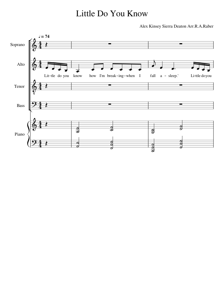 Little Do You Know Sheet Music for Piano, Soprano, Alto, Tenor & more ...