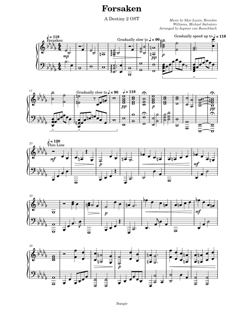 Forsaken – Michael Salvatori Destiny 2 - Forsaken Sheet Music for Piano (Solo) | MuseScore.com
