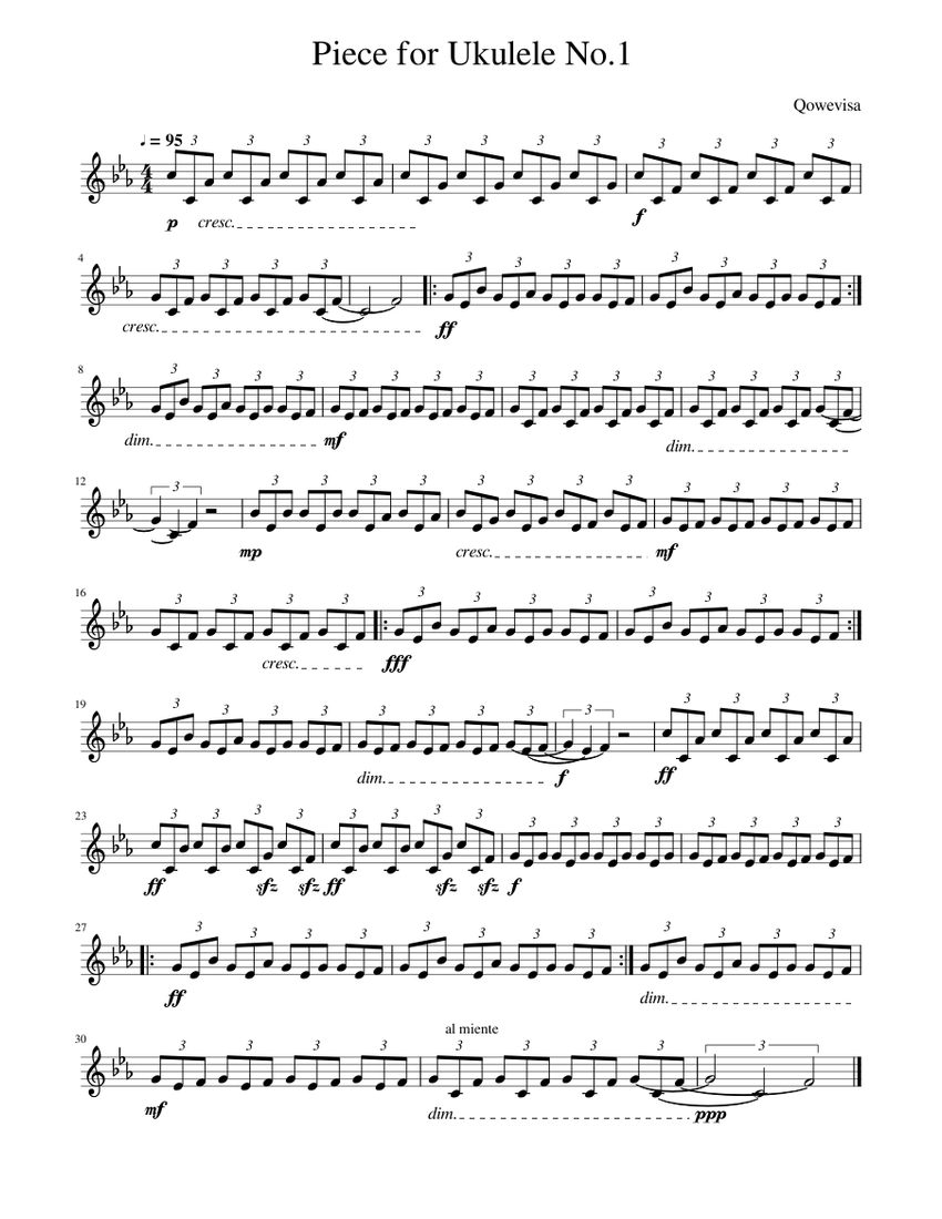 Piece for Ukulele No.1 Sheet music for Ukulele (Solo) | Musescore.com