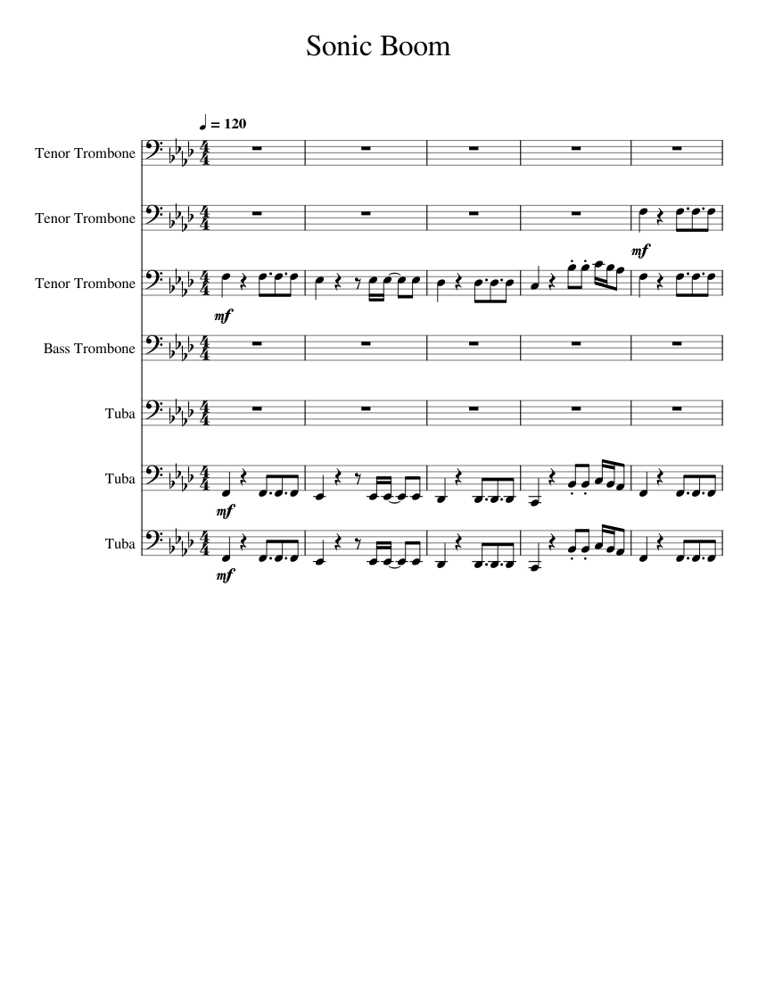 Sonic Boom Sheet music for Tuba, Trombone tenor, Trombone bass (Brass ...