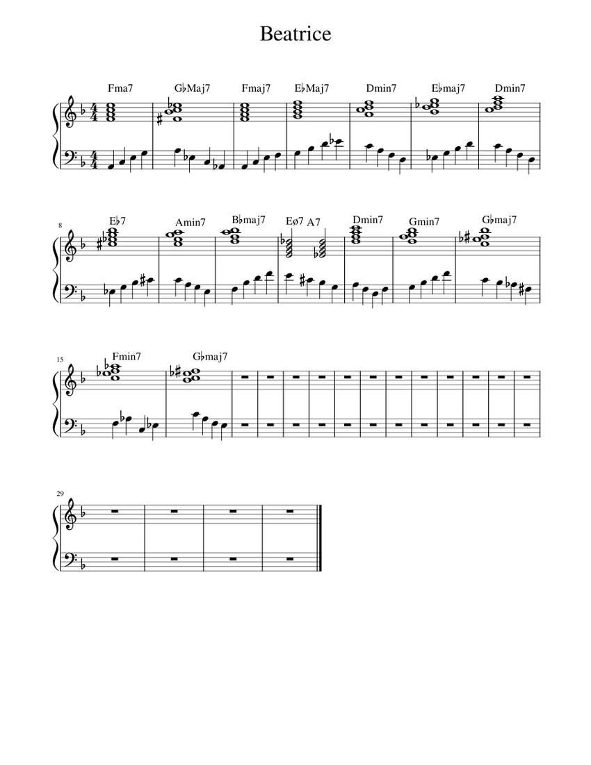 Beatrice Sheet Music with Chords for Piano (Solo) easy | MuseScore.com