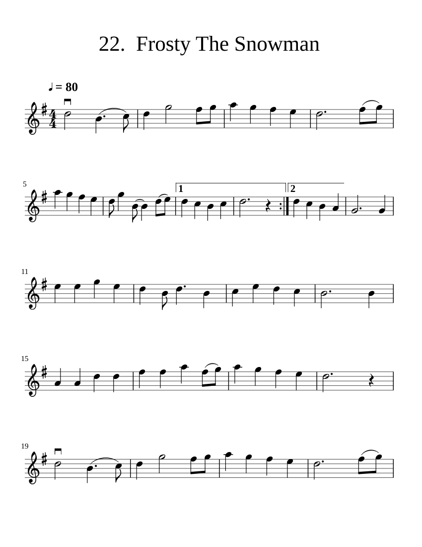 Elementary 2 (Violin) , 22. Frosty The Snowman Sheet Music for Violin ...
