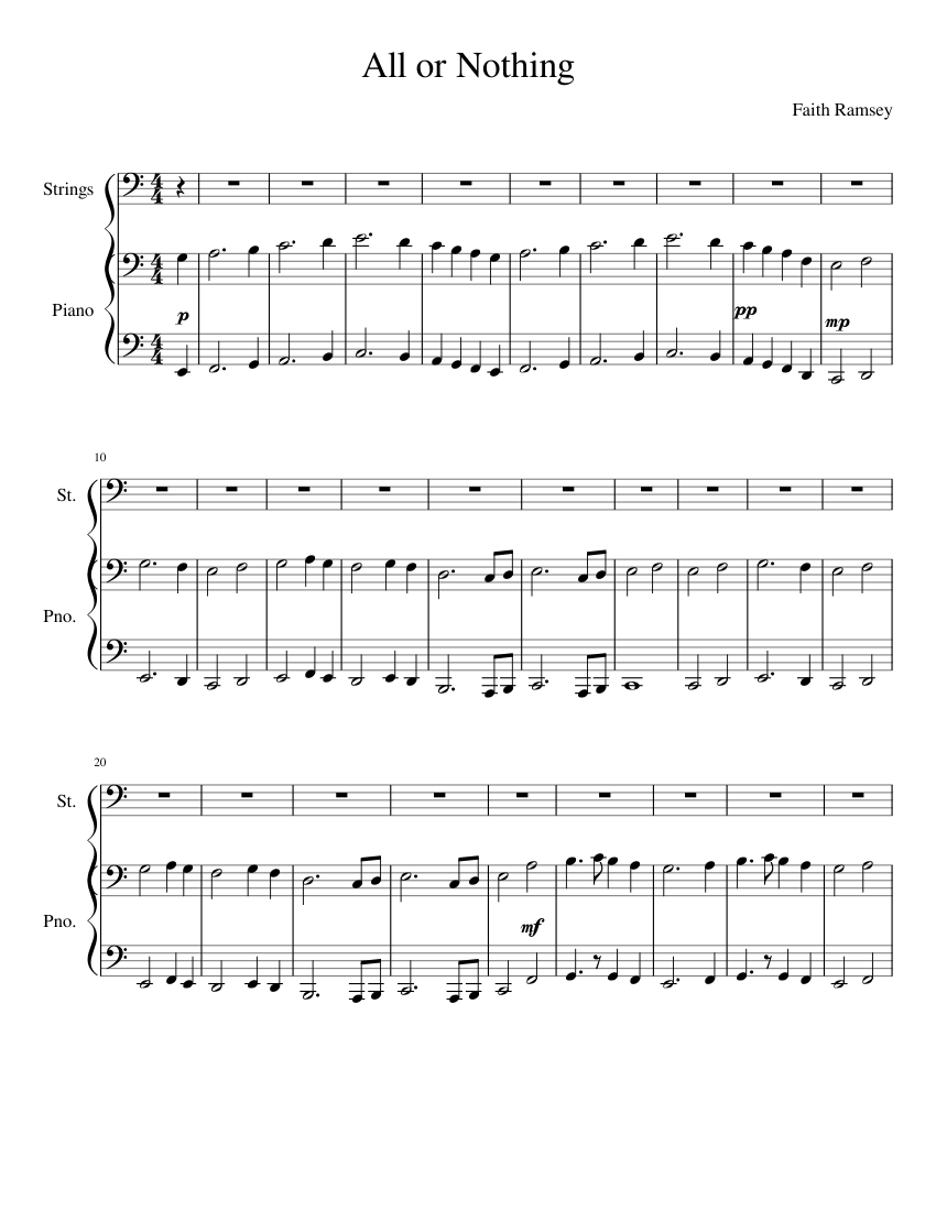 All or Nothing Sheet music for Piano, Strings group (Mixed Duet ...