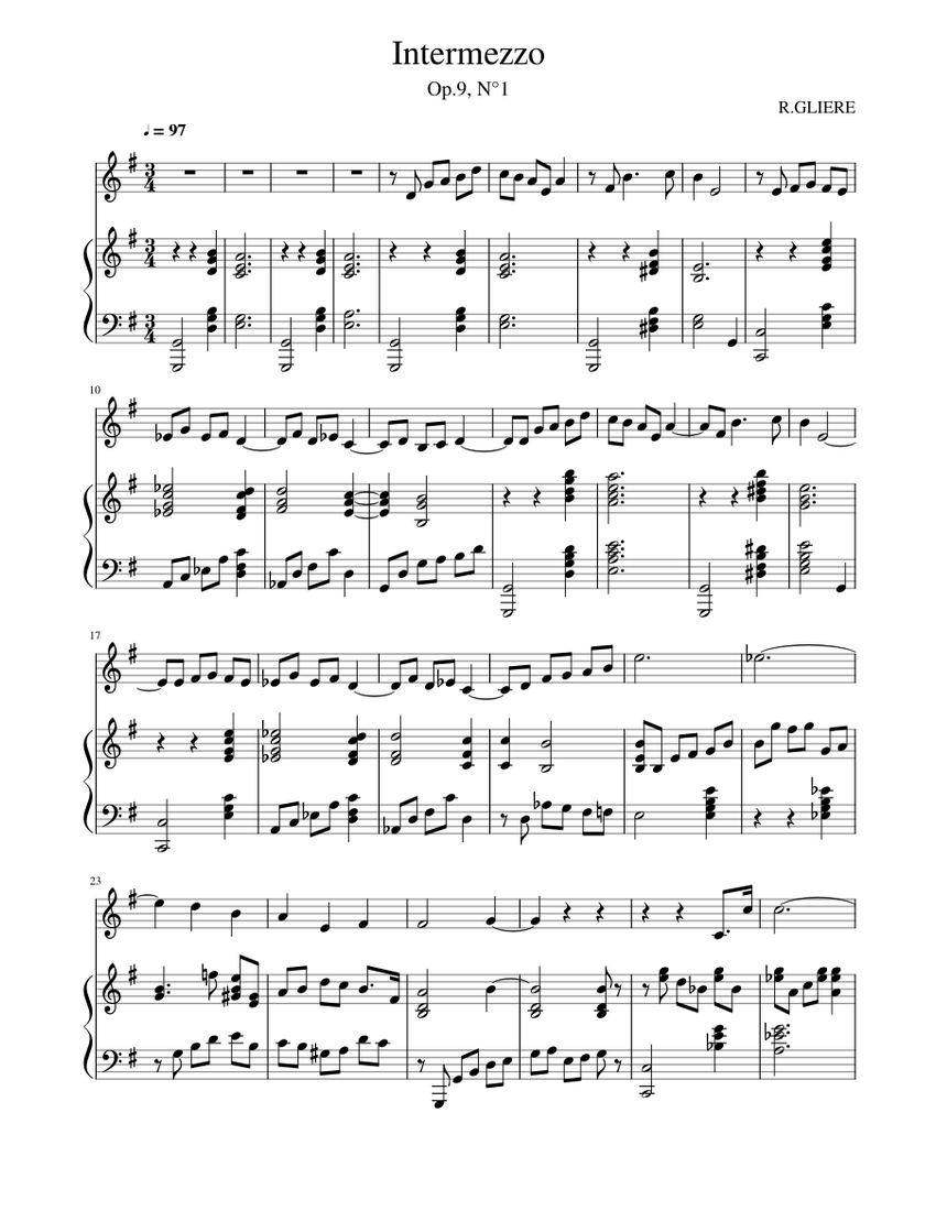 Intermezzo - Cb + Piano Sheet Music for Piano, Vocals (Piano-Voice ...