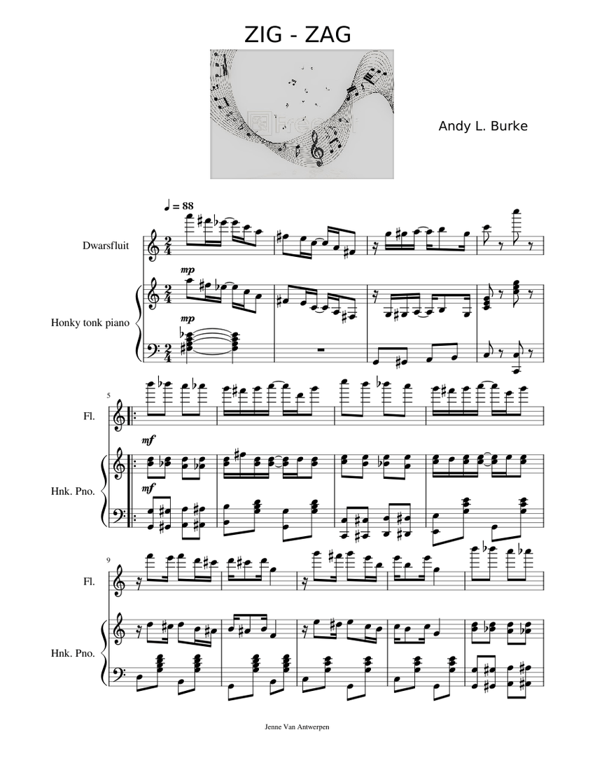 ZIG - ZAG ANDY L. BURKE Sheet music for Piano, Flute (Solo) | Musescore.com