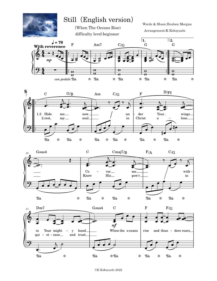 Still (English version) for beginners - Reuben Morgan Sheet music for ...