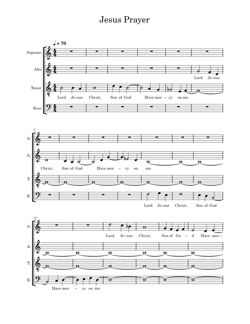 Jesus Prayer Sheet music for Soprano, Alto, Tenor, Bass voice (SATB) | Musescore.com