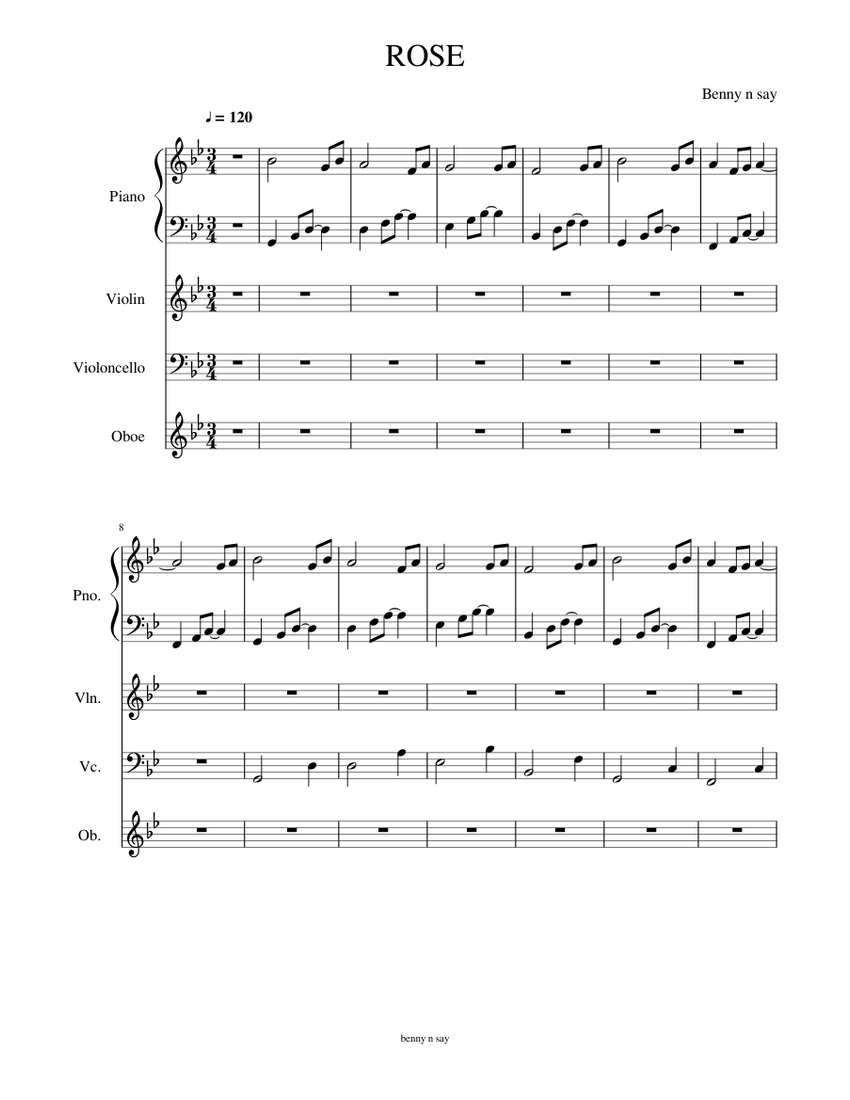 ROSE Sheet music for Piano, Oboe, Violin (Mixed Trio) | Musescore.com