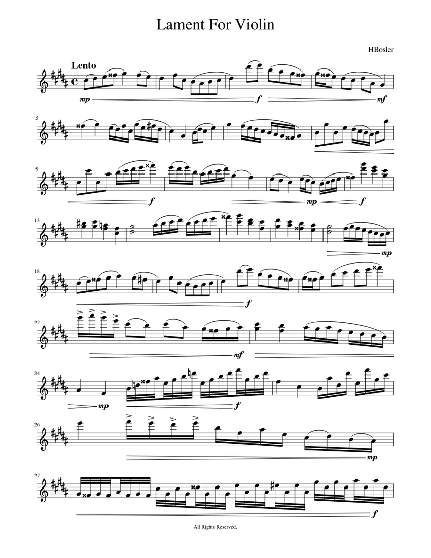 Lament for Violin Sheet Music for Violin (Solo) | MuseScore.com