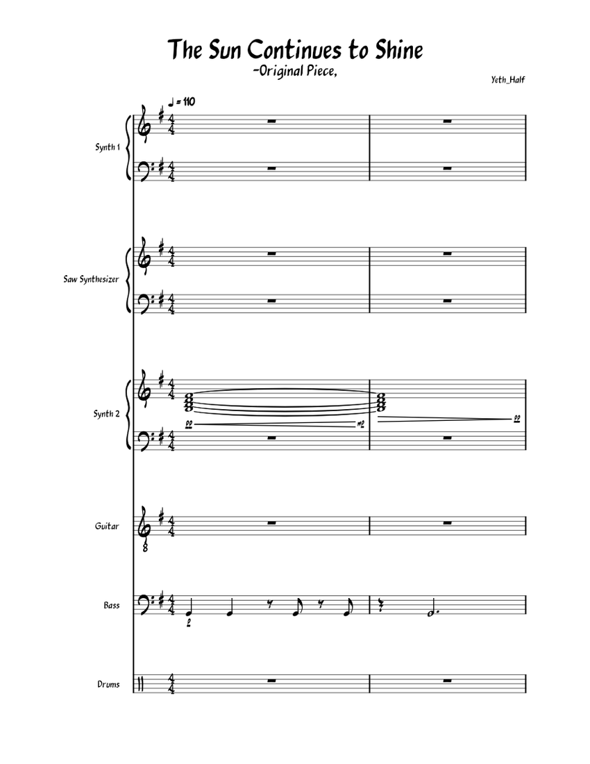 The Sun Continues to Shine Sheet music for Piano, Guitar, Bass guitar ...