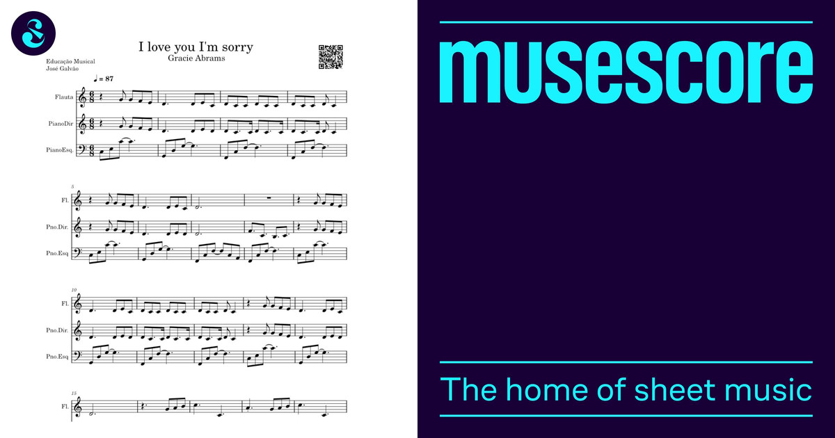 I love you Im Sorry - Gracie Abrams - Partitura Flauta e Piano ...
