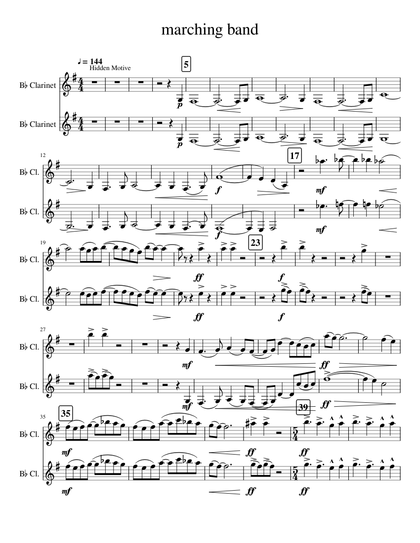 Marching band Sheet Music for Clarinet in b-flat (Woodwind Duet ...