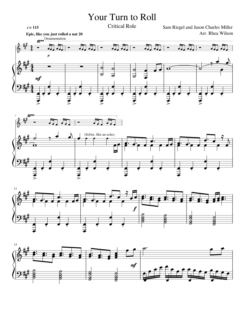 Your Turn to Roll (Critical Role Theme) Sheet Music for Piano (Solo ...
