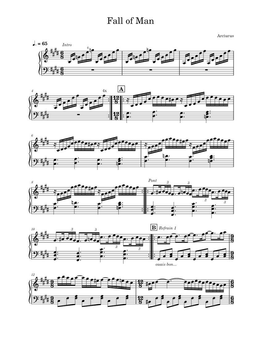 Fall of man – Arcturus Sheet Music for Piano (Solo) | MuseScore.com