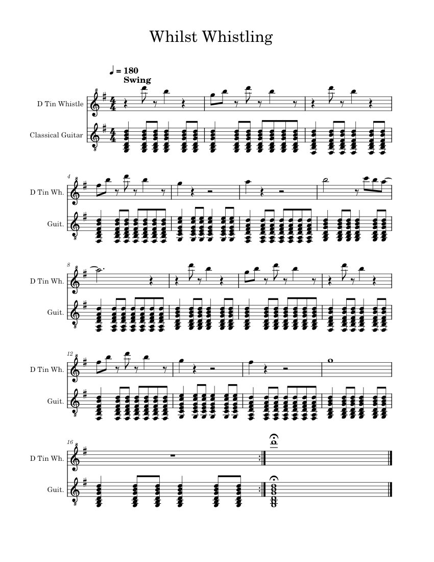 Whilst Whistling Sheet music for Guitar, Flute other (Mixed Duet ...