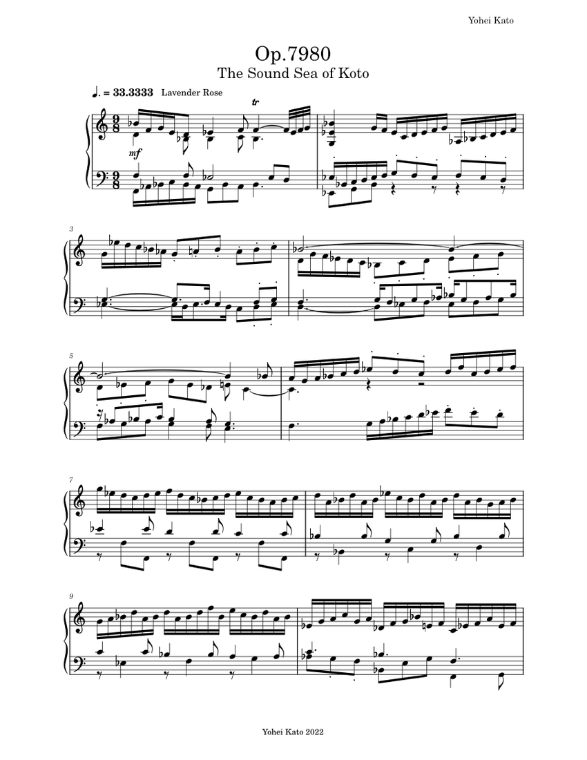 Op.7980 The Sound Sea of Koto Sheet music for Piano (Solo) | Musescore.com