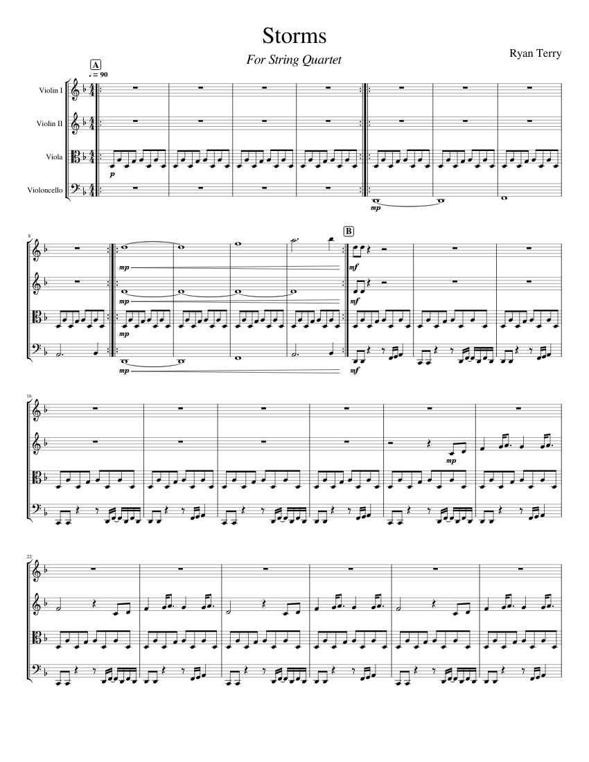 Storms (String Quartet) Sheet music for Violin, Viola, Cello (String ...