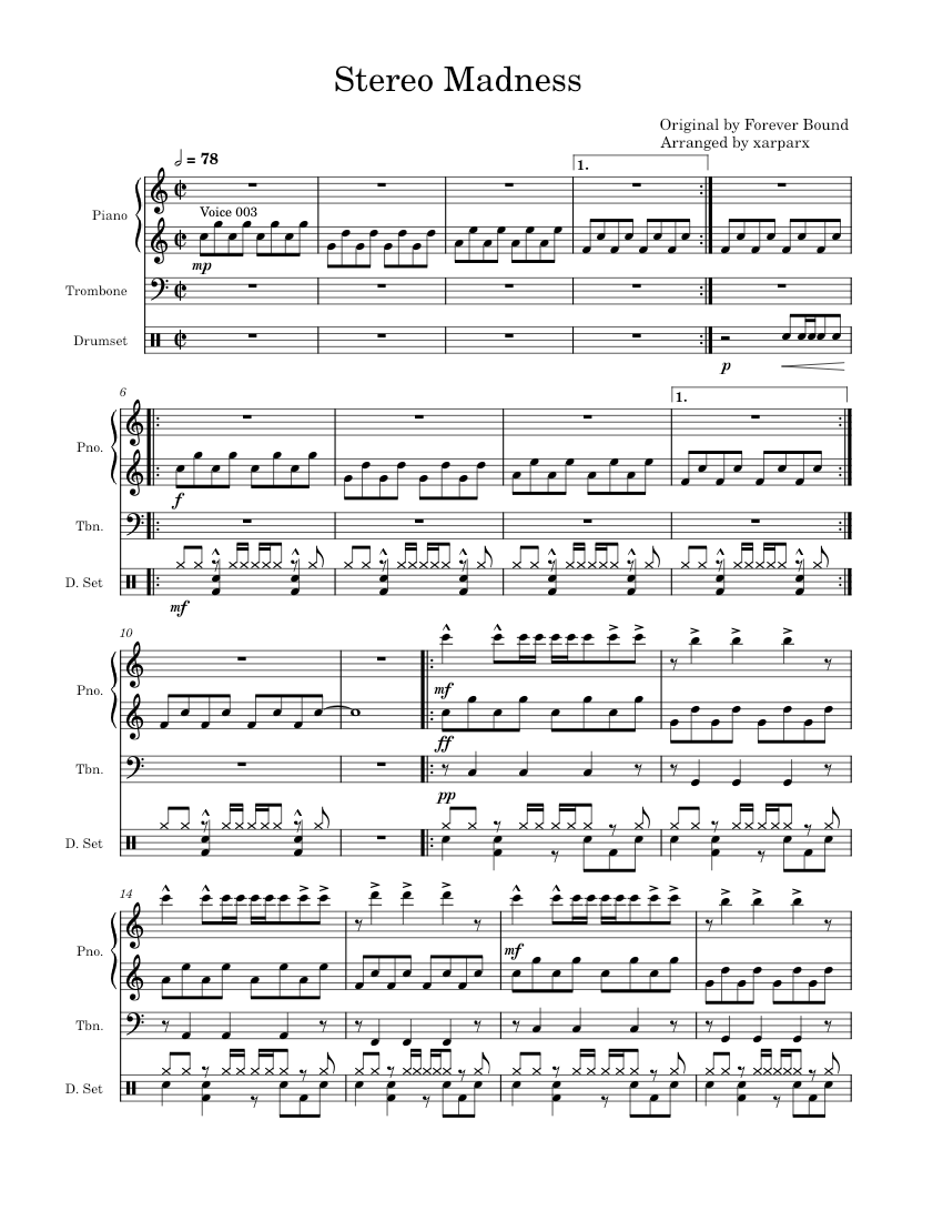 Stereo Madness – ForeverBound Stereo Madness - piano tutorial