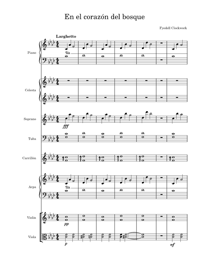 En el corazón del bosque – Fyedell Clockwork Sheet music for Piano ...