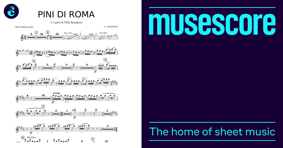 Pines of Rome – Ottorino Respighi Sheet Music for Clarinet other (Solo) | MuseScore.com